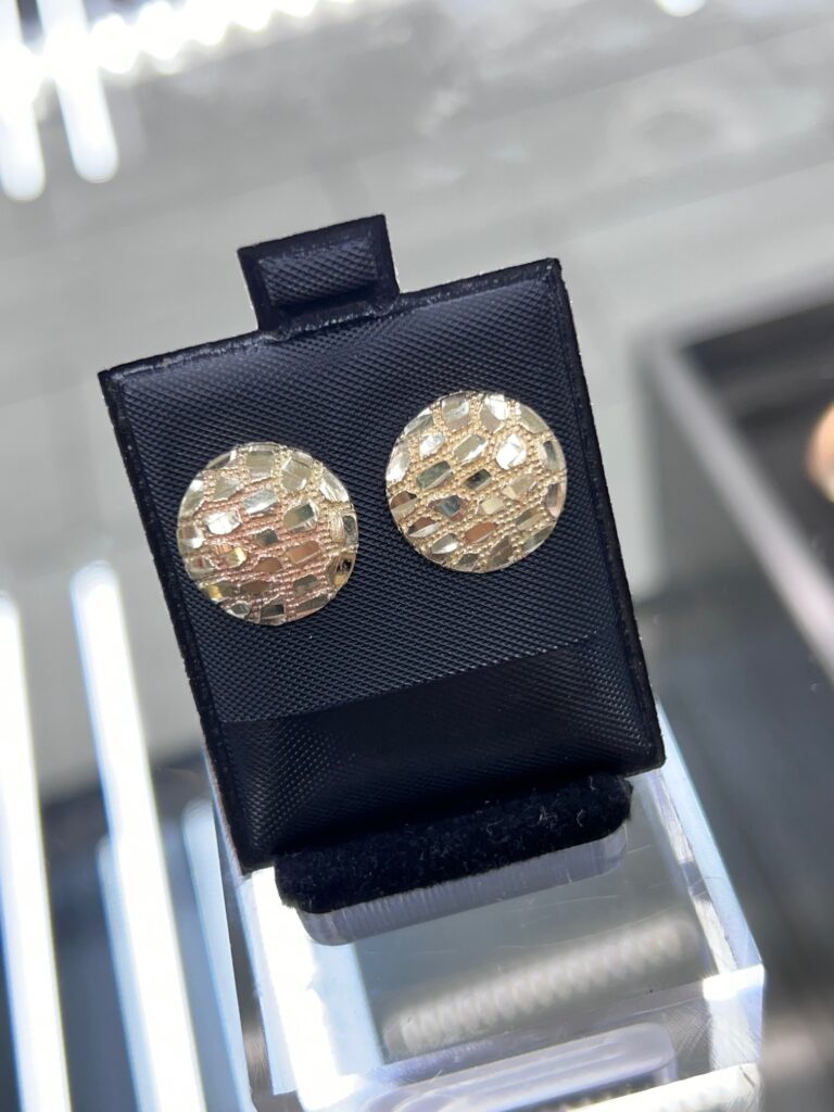 Large Circle Nugget Earringg 10k - Tamayo's Jewelry